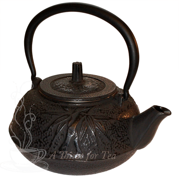 Large Black Bamboo Cast Iron Teapot, 34 fl.oz.